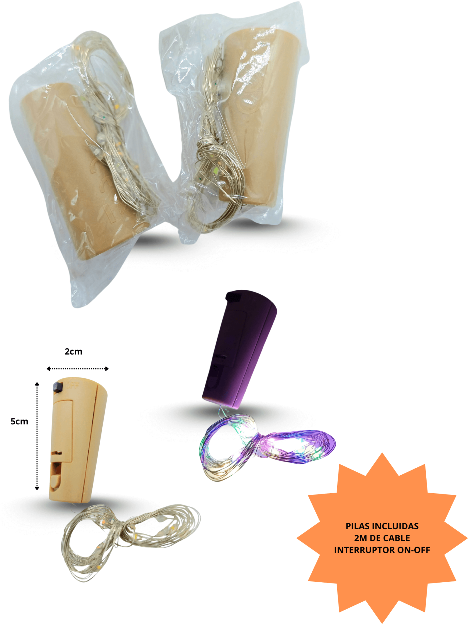 D – 003 tapa de botella luz led 2mts colores C/10 C0903 – Kanko