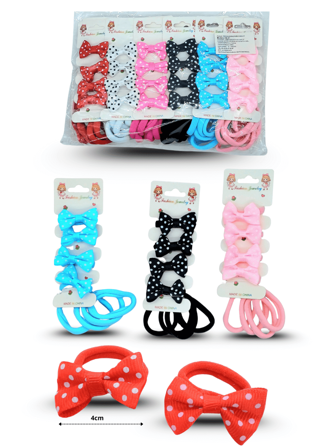 J – 034 pico moño cereza con pinza nudo set 2 pzas C/12 HMA-17 – Kanko