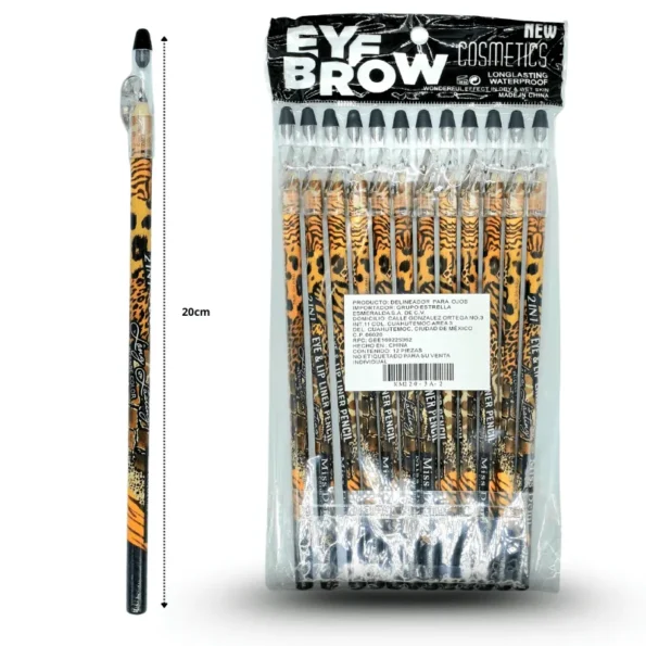 C – 002 lapiz delineador animal print con sacapuntas C/12 3A-2 – Kanko