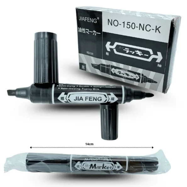 P – 050 marcador negro doble punta C/10 JIA FENG 150-NC-K o 2H-11 o ...
